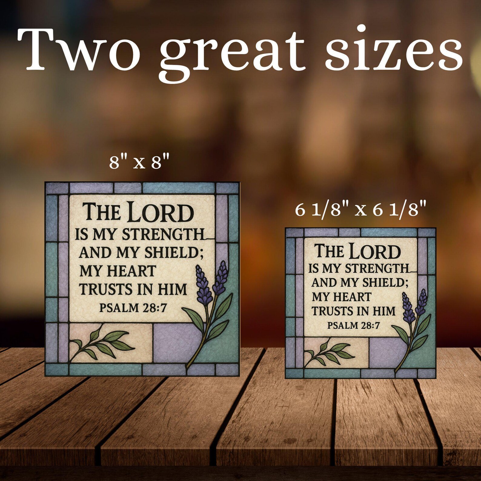 Psalm 28 7 Bible Verse Ceramic Art Tile Christian Decor Bookshelf Wall ...