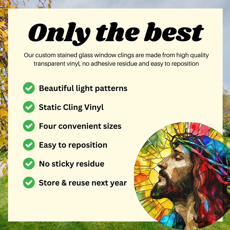 Jesus Stained Glass Window Cling Christian Art Window Sticker Decal ...