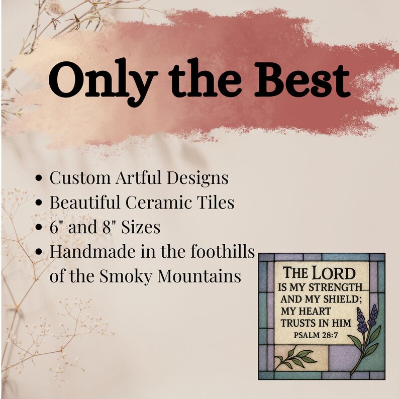 Psalm 28 7 Bible Verse Ceramic Art Tile Christian Decor Bookshelf Wall ...