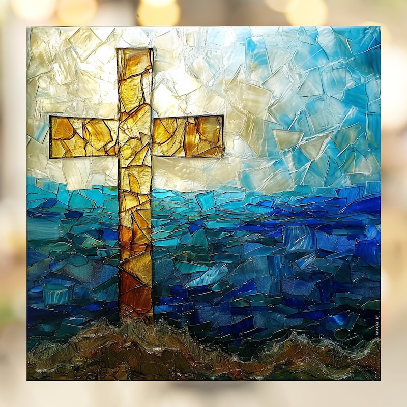 Stain Glass Cross Mural - Etsy