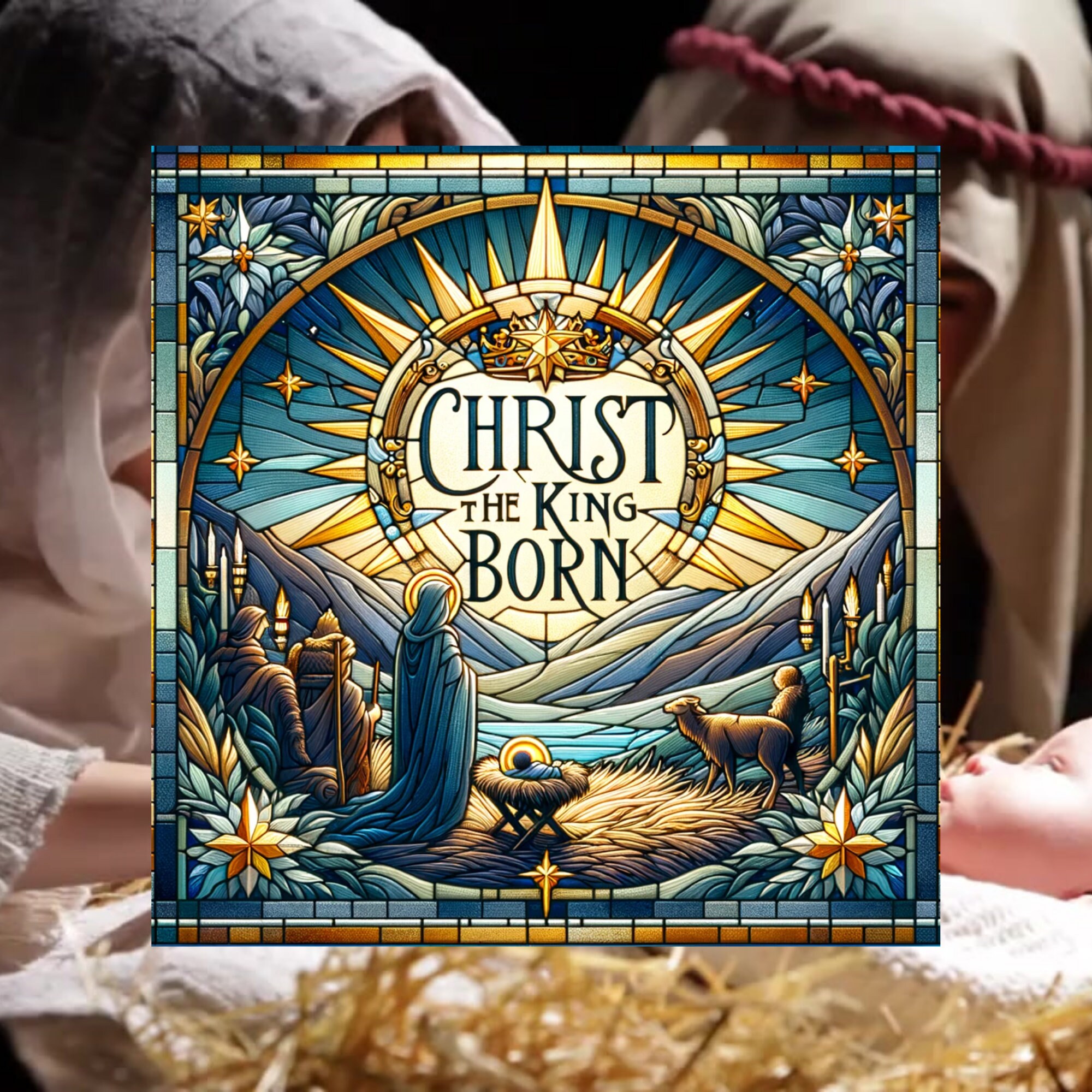 Christ the King is Born Window Cling Christian Art Window Sticker Decal ...