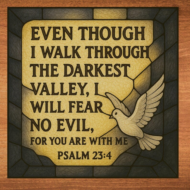 Psalm 23 4 Bible Verse Ceramic Art Tile Christian Decor Bookshelf Wall ...
