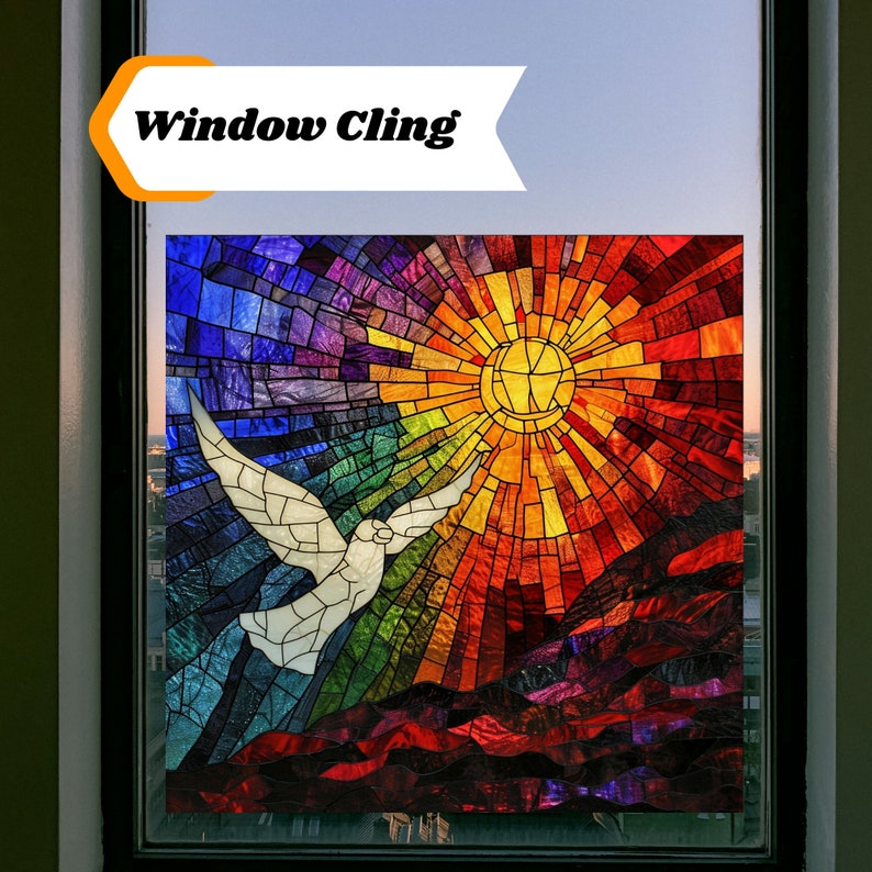 Holy Spirit Stained Glass Window Cling Christian Faith Art Faithful ...