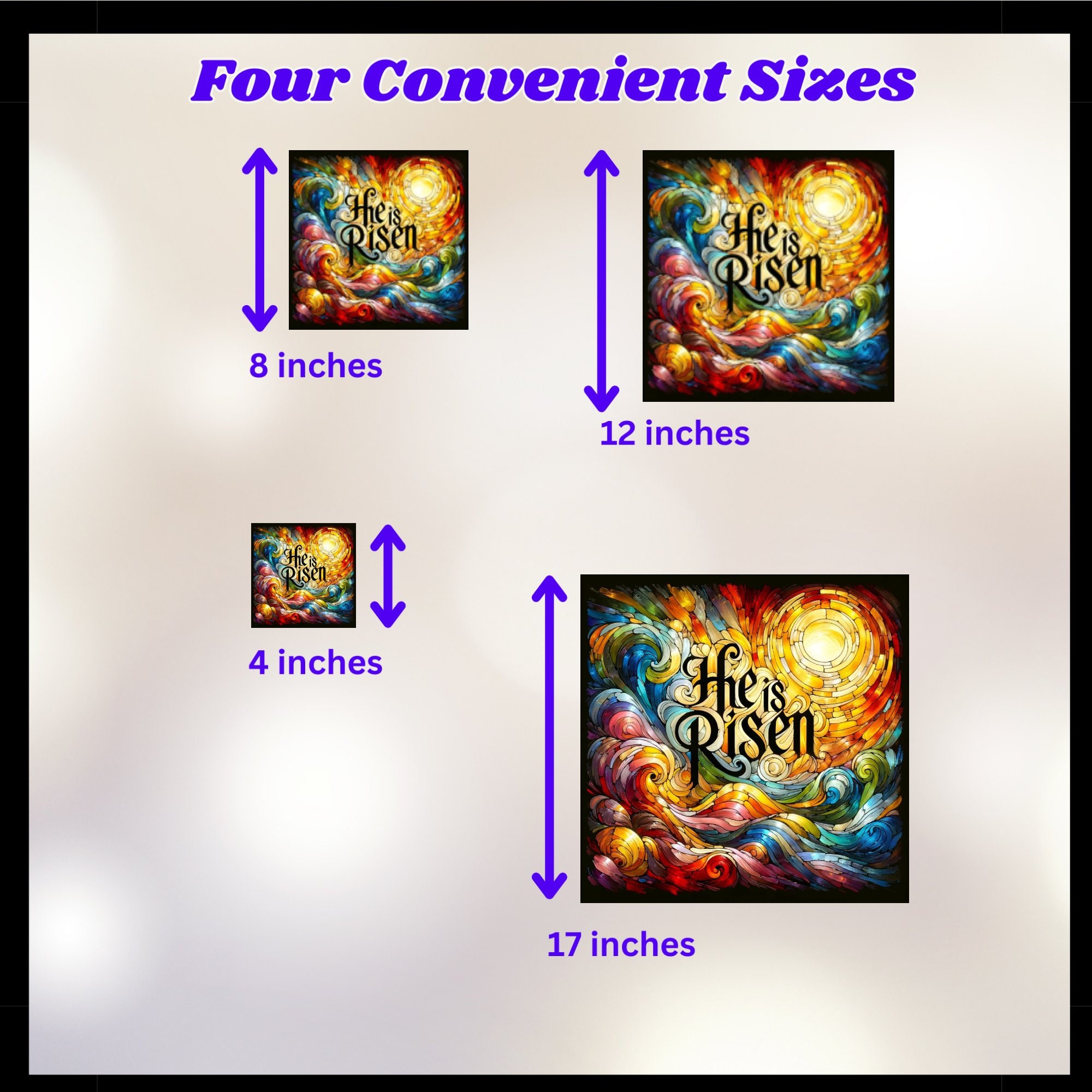 He is Risen Stained Glass Window Cling Easter Decor Resurrection Day ...