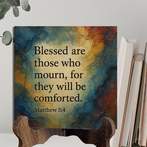 Matthew 5 4 Bible Verse Ceramic Art Tile Christian Decor Bookshelf Wall ...