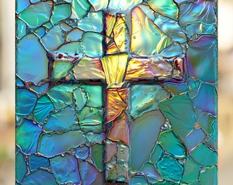Christian Cross Stained Glass Window Cling Christian Faith Art Faithful ...