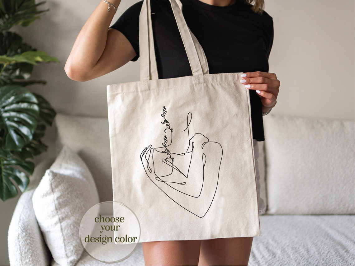 Woman Line Art Tote Bag, Abstract Woman Drawing Tote Bag, Woman ...