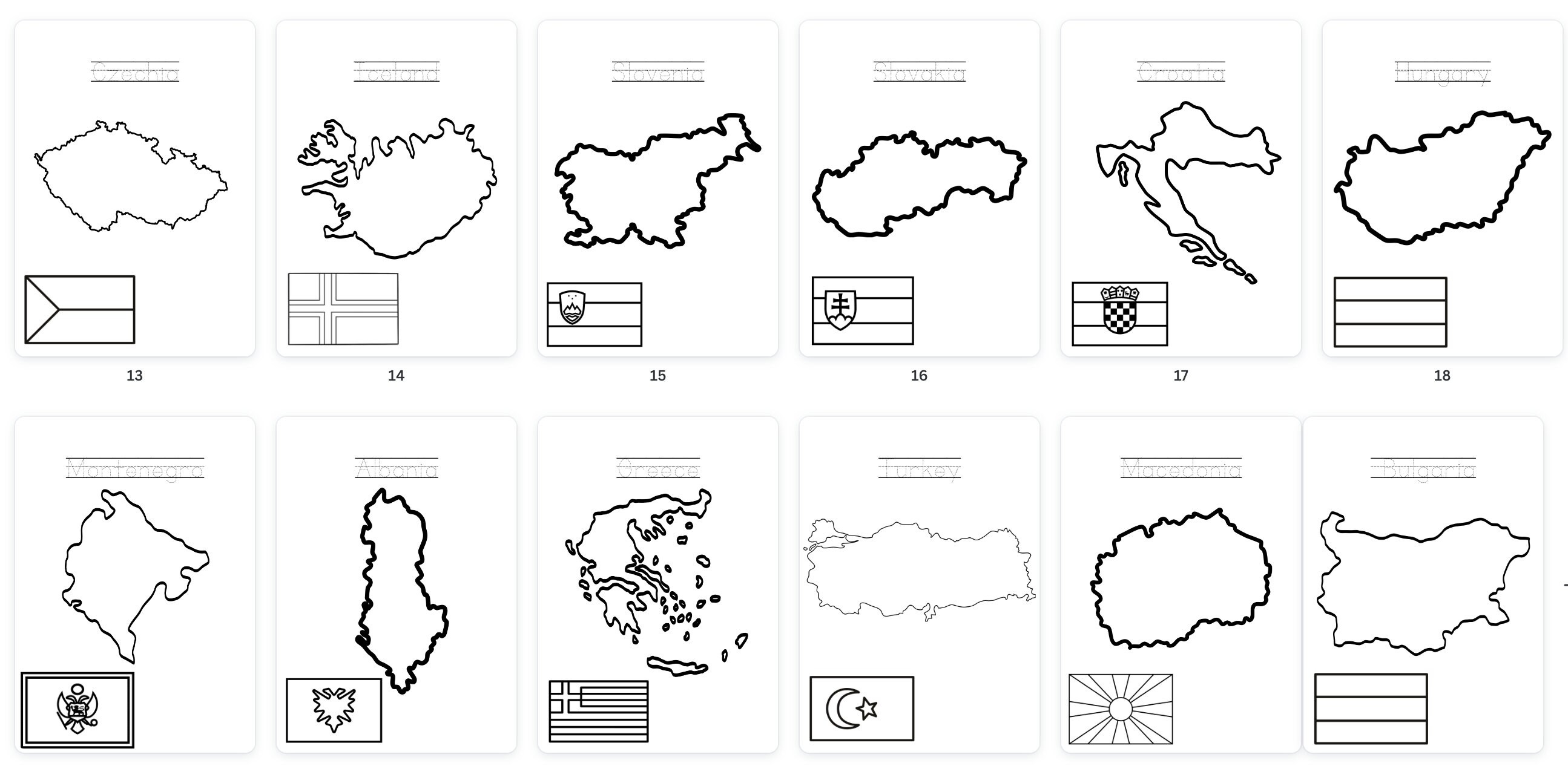 Printable Europe Worksheets Colouring Map and Flags European Edition 36 ...