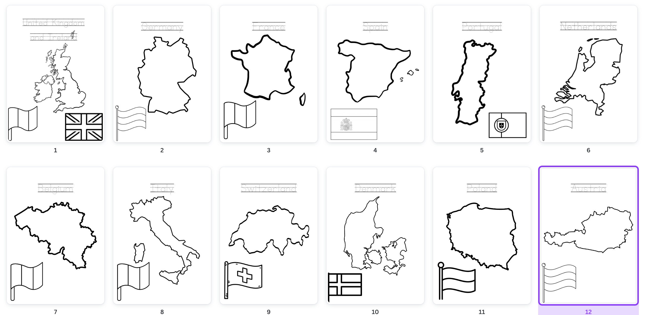 Printable Europe Worksheets Colouring Map and Flags European Edition 36 ...