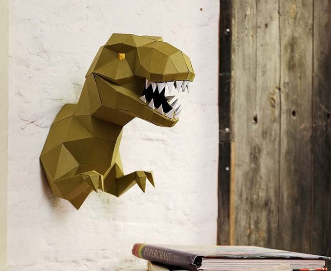 T-rex Wall Art 3D Paper Wall Decor Geometric Wall Decor Christmas Gift ...