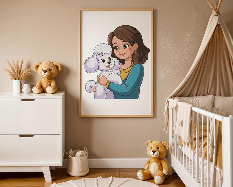 Dog Mom PNG, Dog Mom Illustration, Printable Poster, Nursery Poster ...