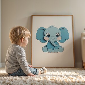 Cute Baby Elephant Clipart in Pink & Blue | Nursery Wall Decor ...