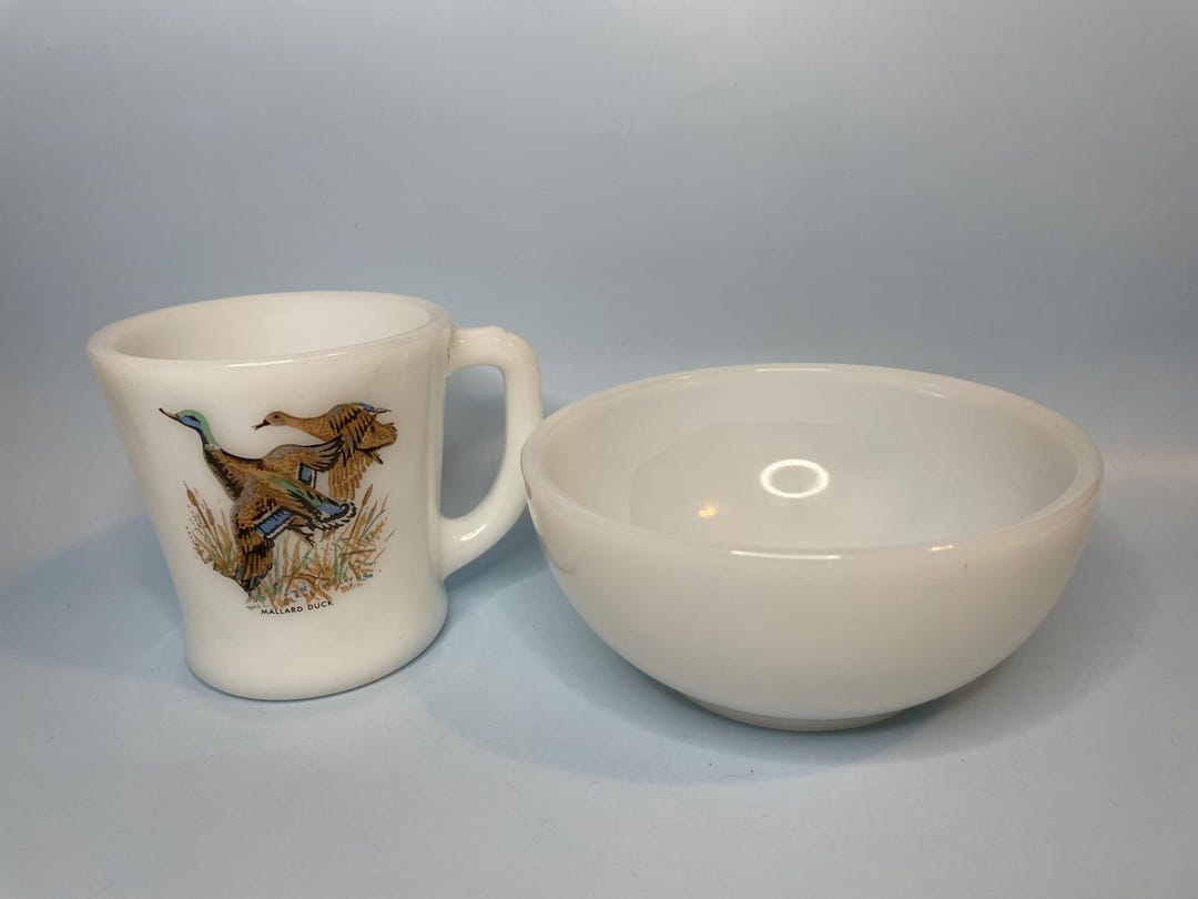 Vintage Fire King Mallard Duck Mug and Bowl Set - Etsy