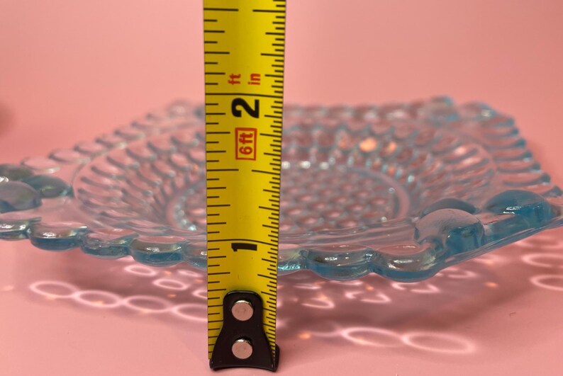 Thousand Eye Aqua Blue Square Plate EAPG Glass Vintage Hobnail 6 ...