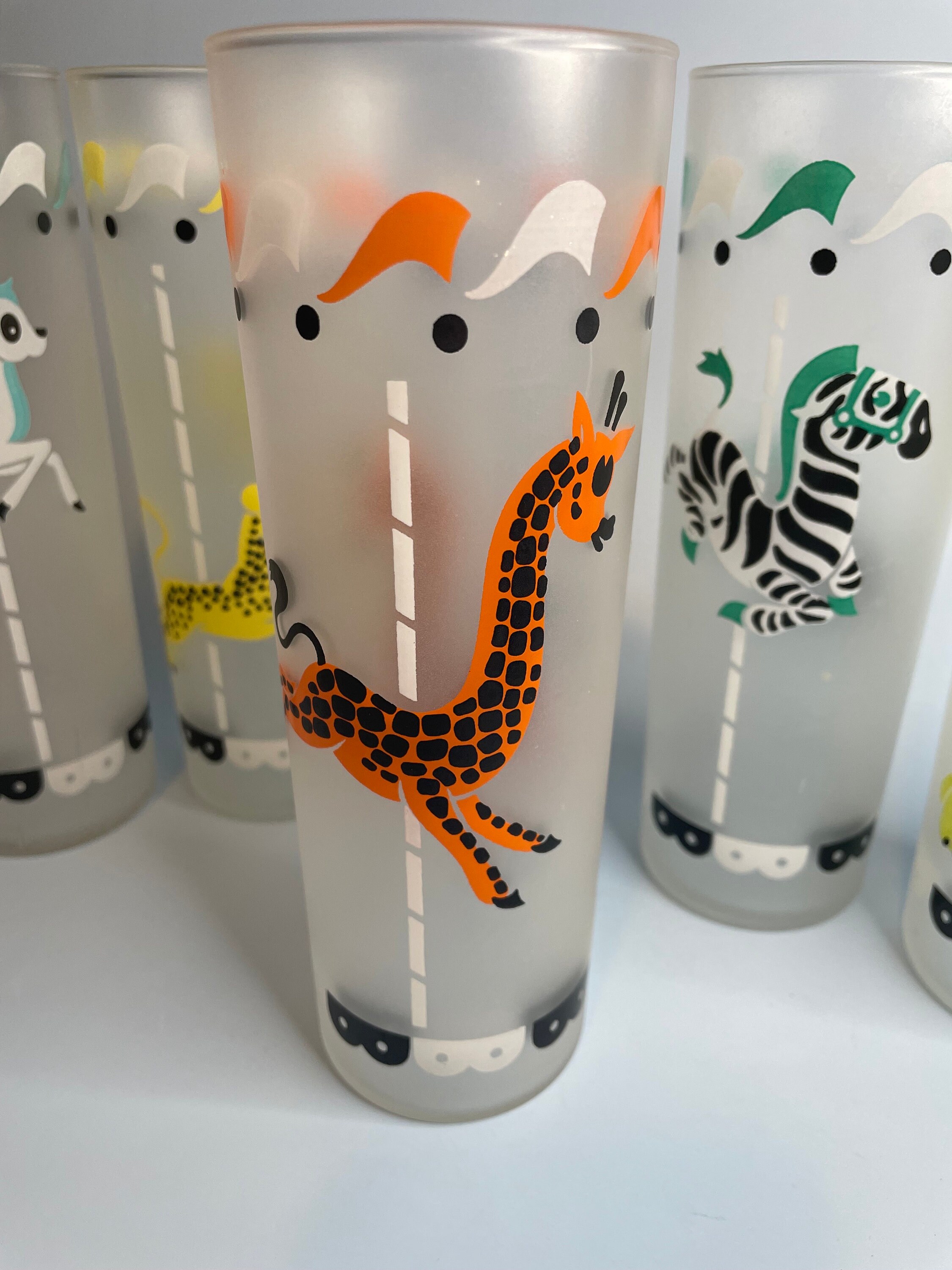 Libbey Carousel Glasses Circus Animals One Left - Cheetah - Etsy