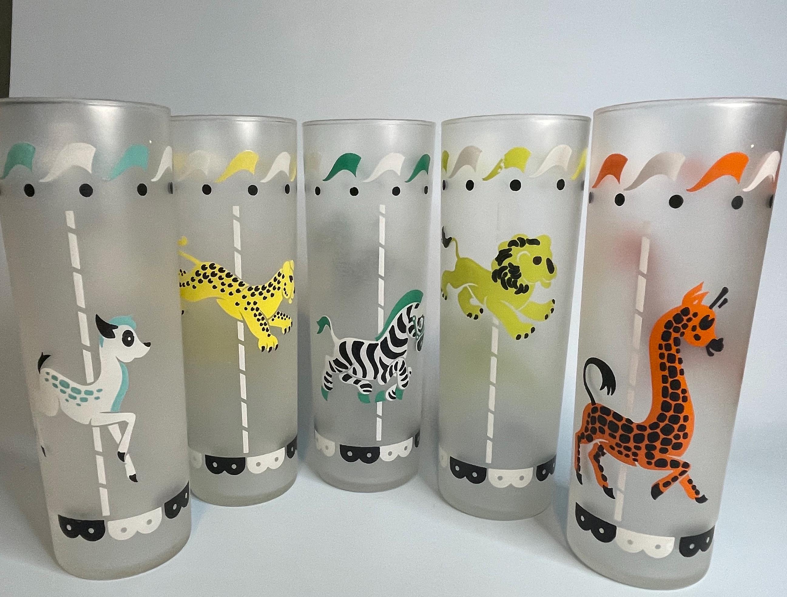 Libbey Carousel Glasses Circus Animals One Left - Cheetah - Etsy