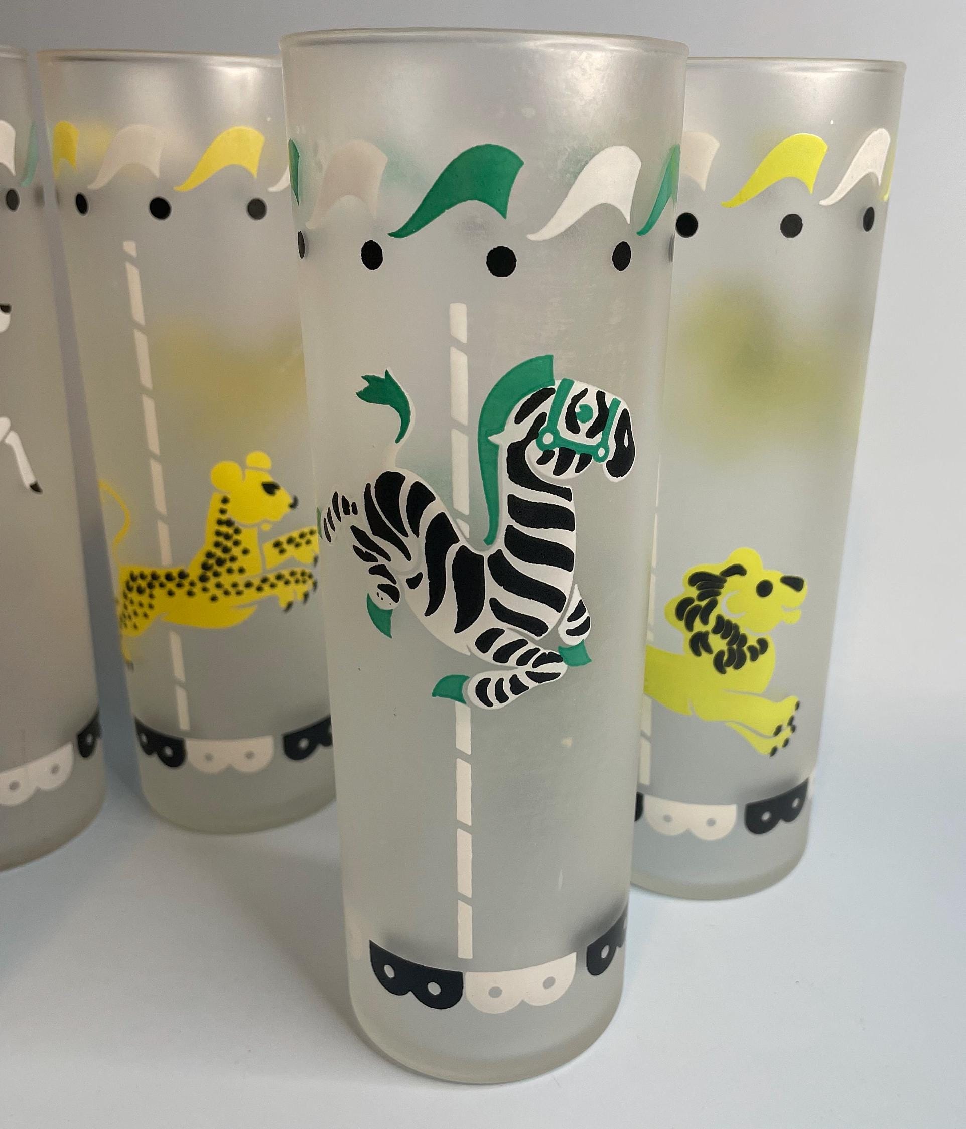 Libbey Carousel Glasses Circus Animals One Left - Cheetah - Etsy