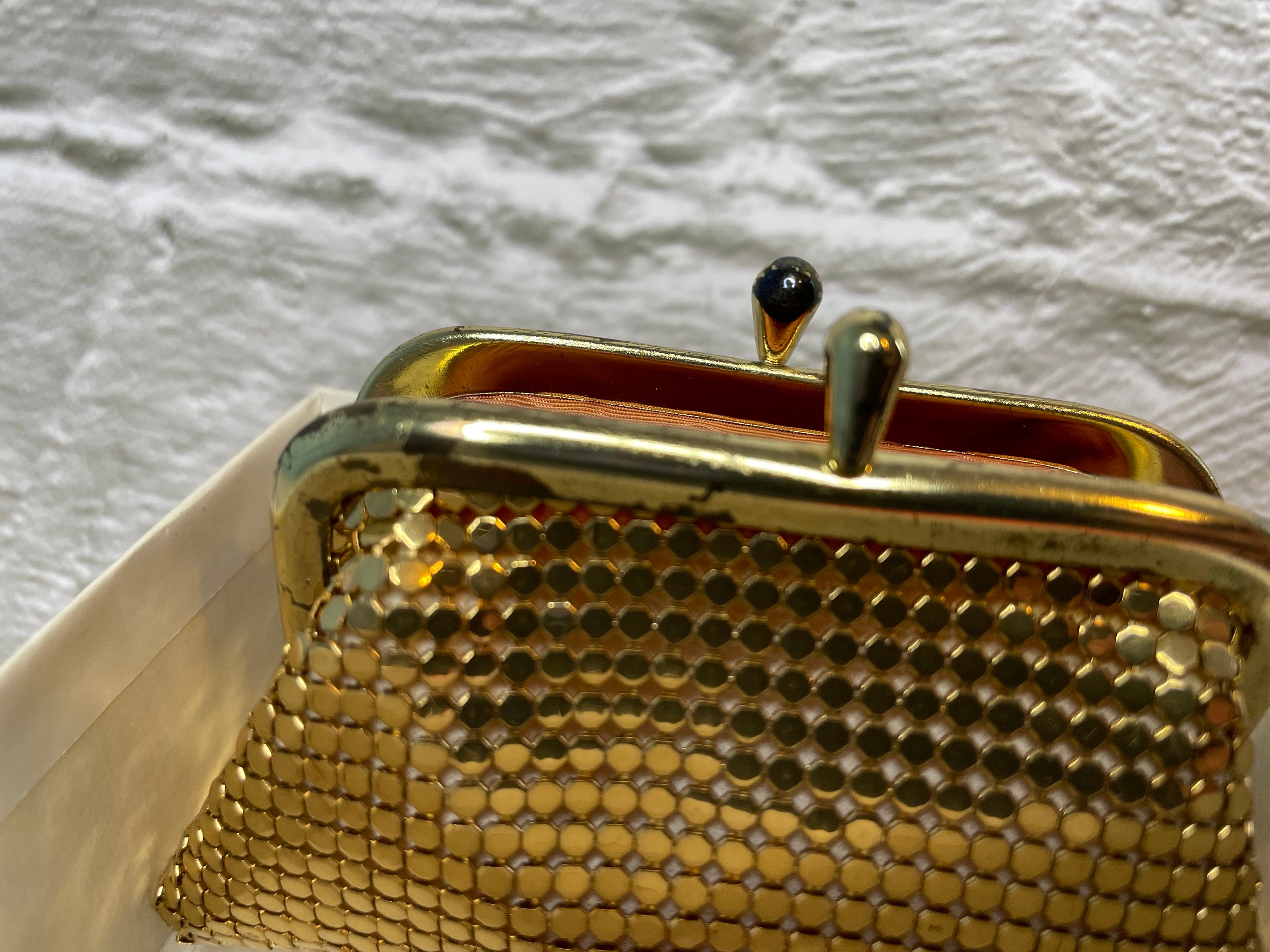Whiting & Davis Mesh Mates Gold Coin Purse With Original Box Tiny ...