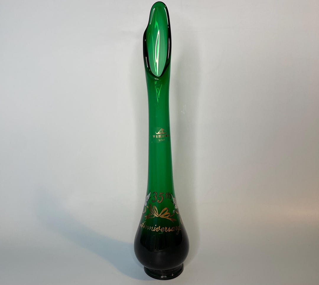 Viking Swing Vase Emerald Green 35th Anniversary With Label Wedding - Etsy
