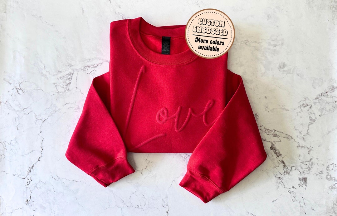 Valentines Day Embossed Sweatshirt With Name or Initials on Sleeve ...