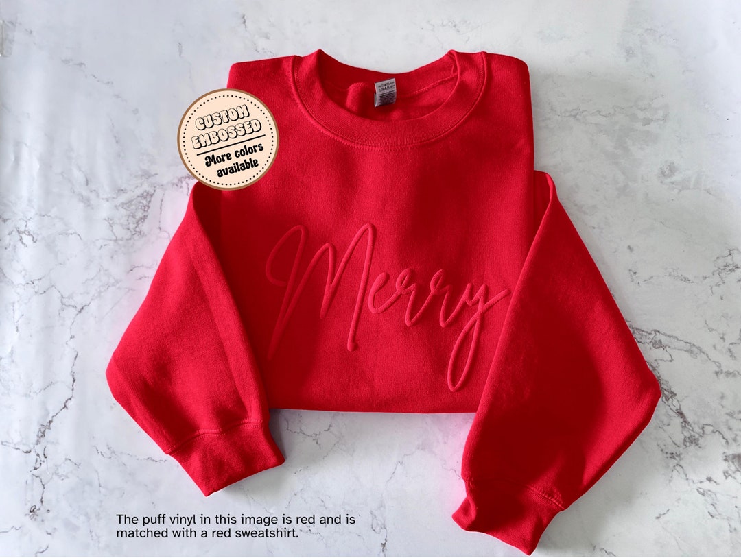 Personalized Christmas Sweatshirt With Name on Sleeve, Puff Letter ...