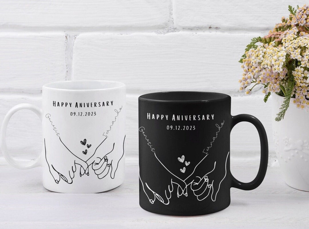 Happy Anniversary, Personalized Couples Mug Set, Personalized Coffee ...