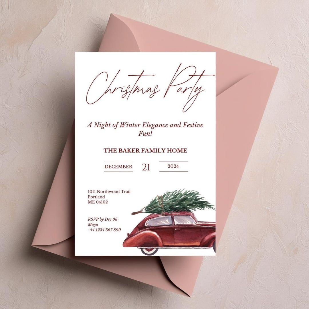 Editable Christmas Party Invitation Template, Holiday Celebration ...