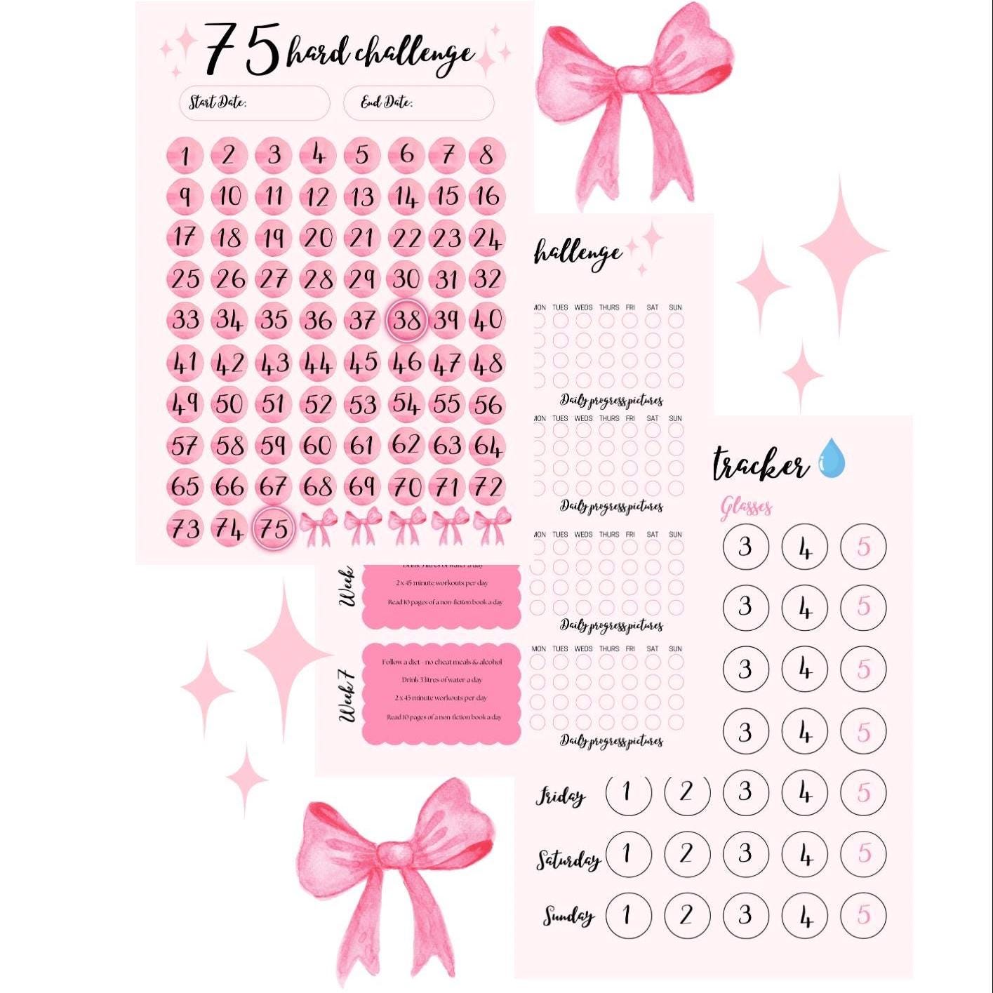 75 Hard Challenge Digital Tracker Canva Template Link & PDF Meal ...