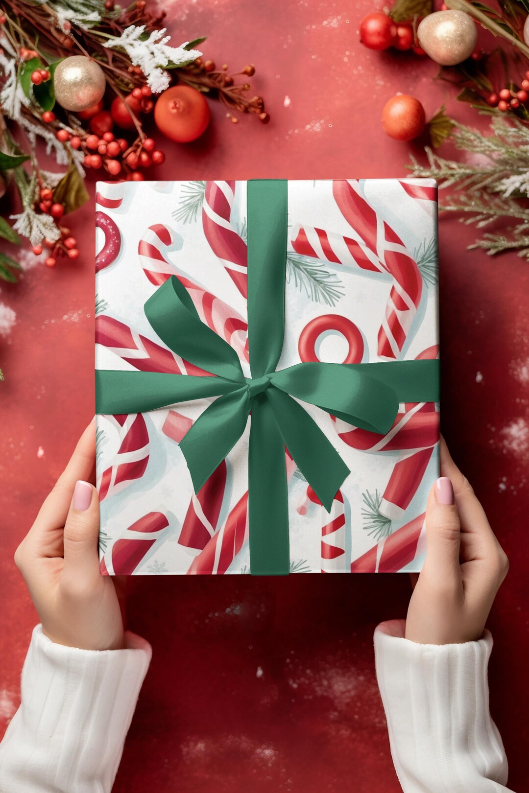 Candy Cane Christmas Wrapping Paper - Etsy