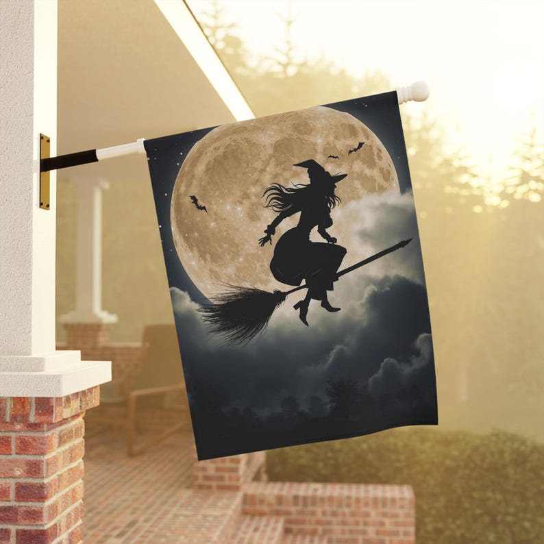 Flying Witch Yard Flag, Halloween Yard Decoration, Haunted House ...