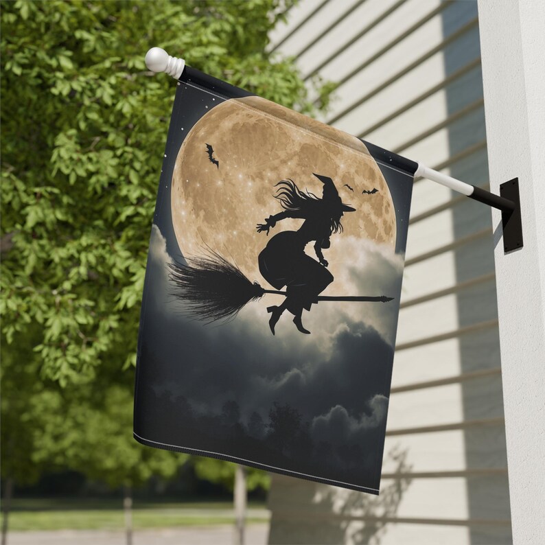 Flying Witch Yard Flag, Halloween Yard Decoration, Haunted House ...