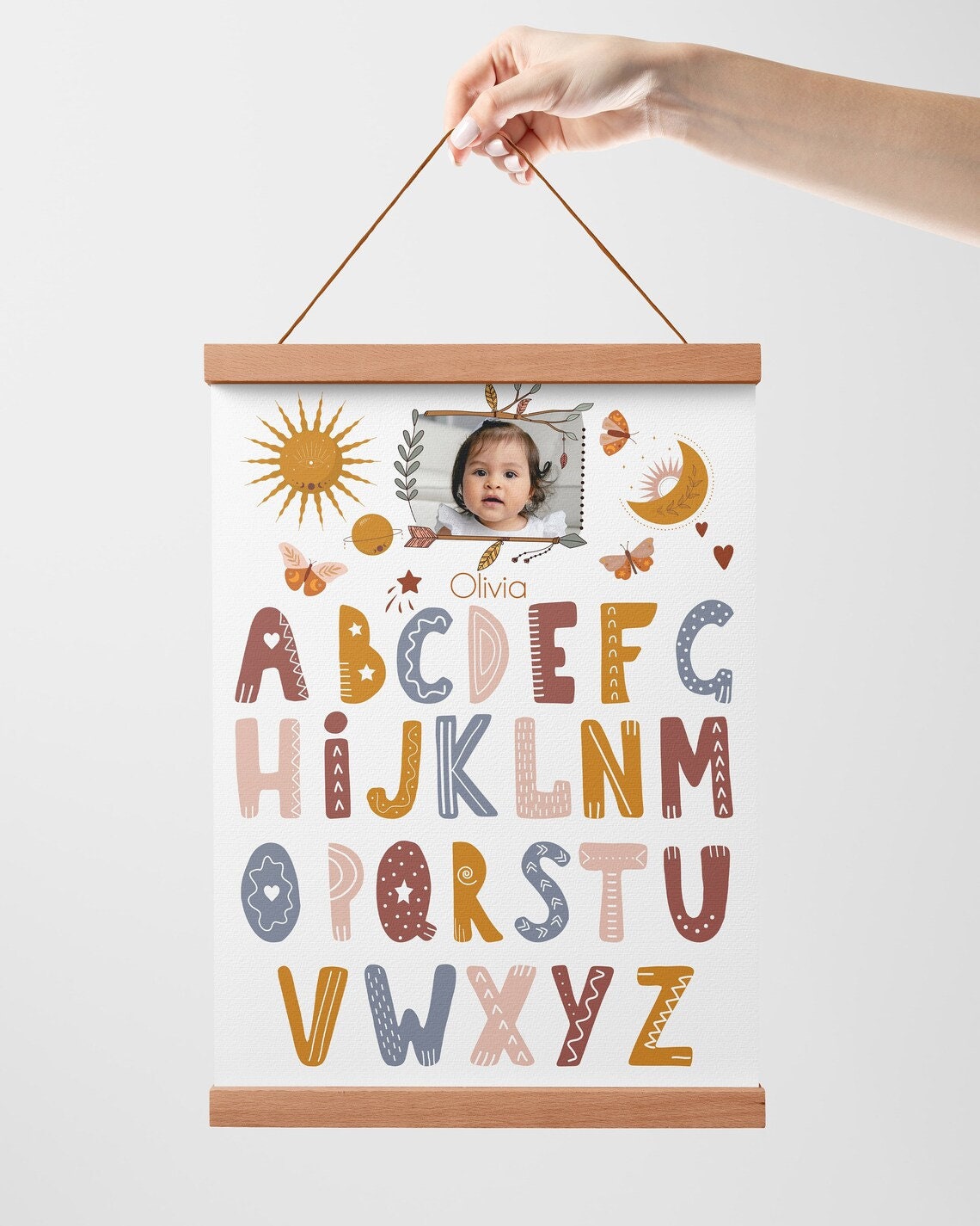Boho Alphabet Poster, Printable Educational Wall Art, ABC Poster ...