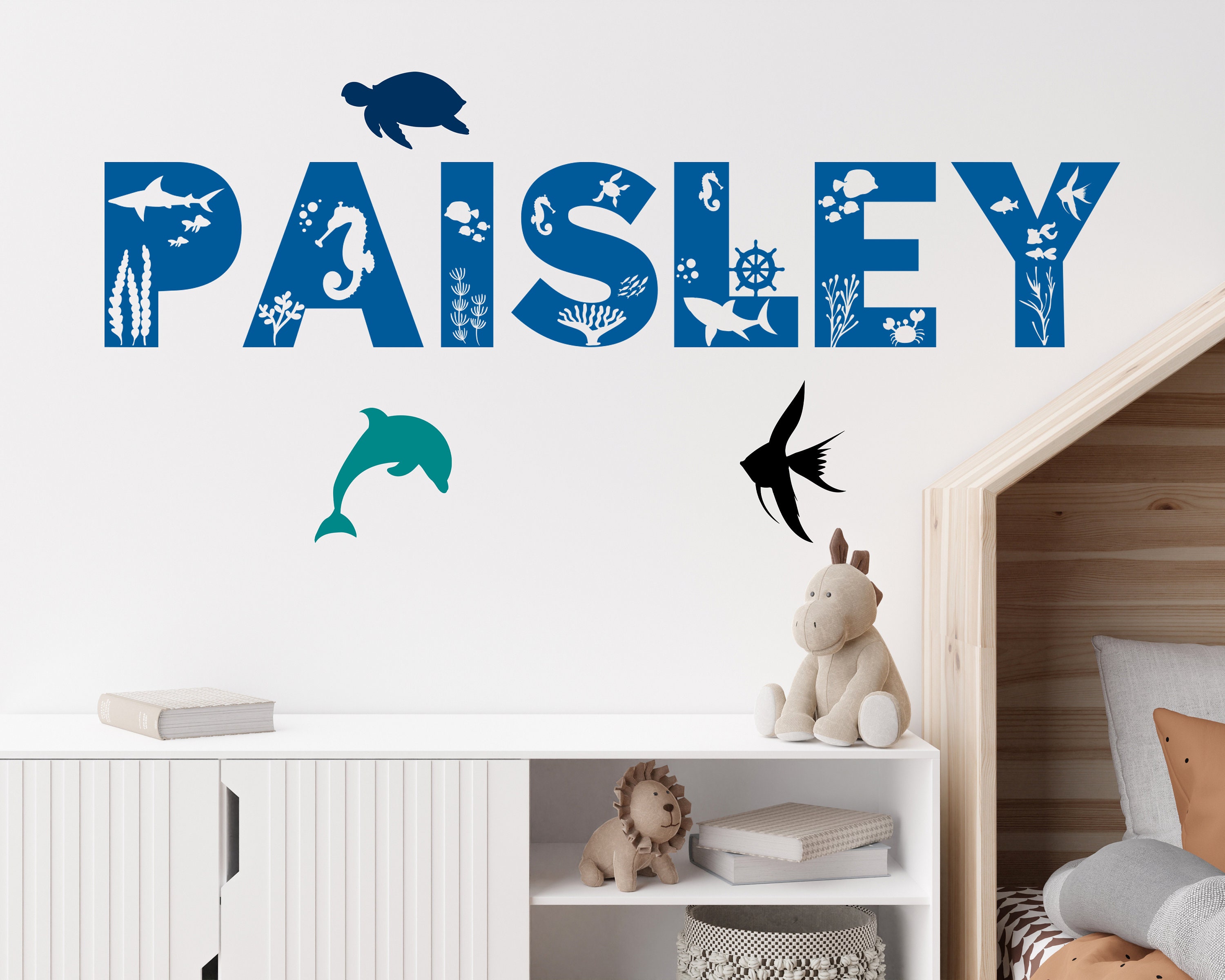 Sea Creature Custom Decal, Underwater Wall Name Decal, Under the Sea ...