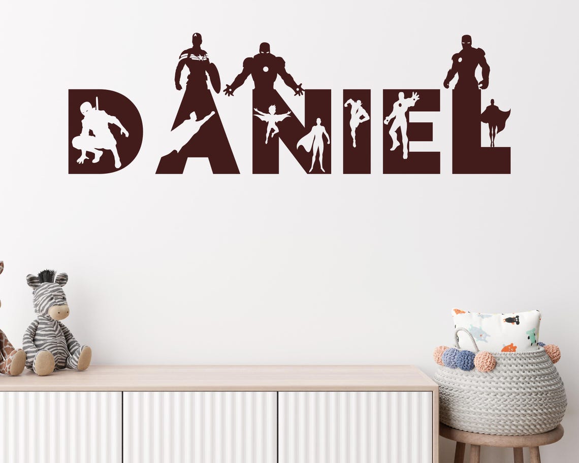 Superhero Custom Name Wall Decal: Boys Nursery Decor - Etsy