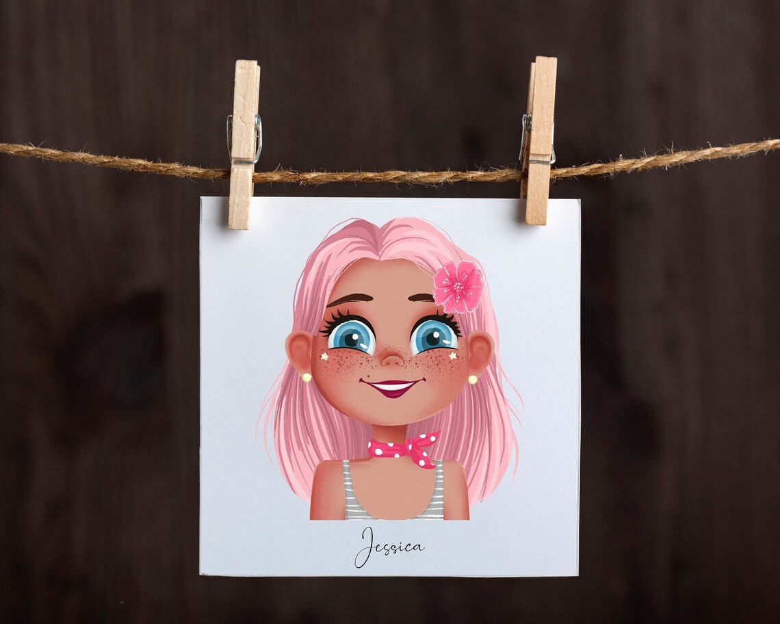 Custom Cartoon Portrait, Cartoon Avatar, Personalized Portrait ...