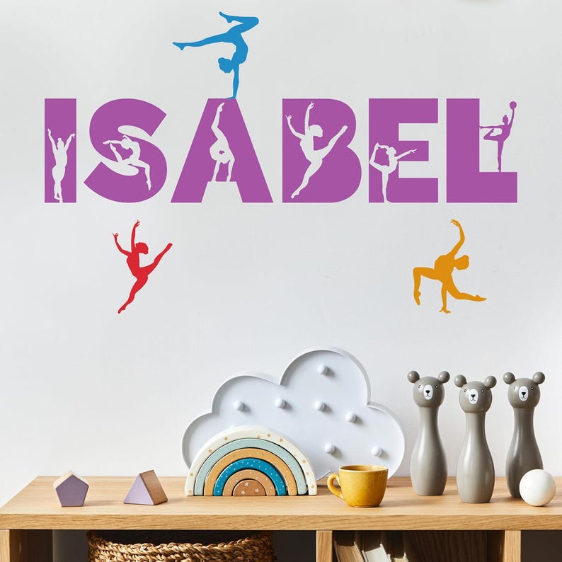 Custom Gymnastics Name Wall Decal: Girls Room Decor - Etsy