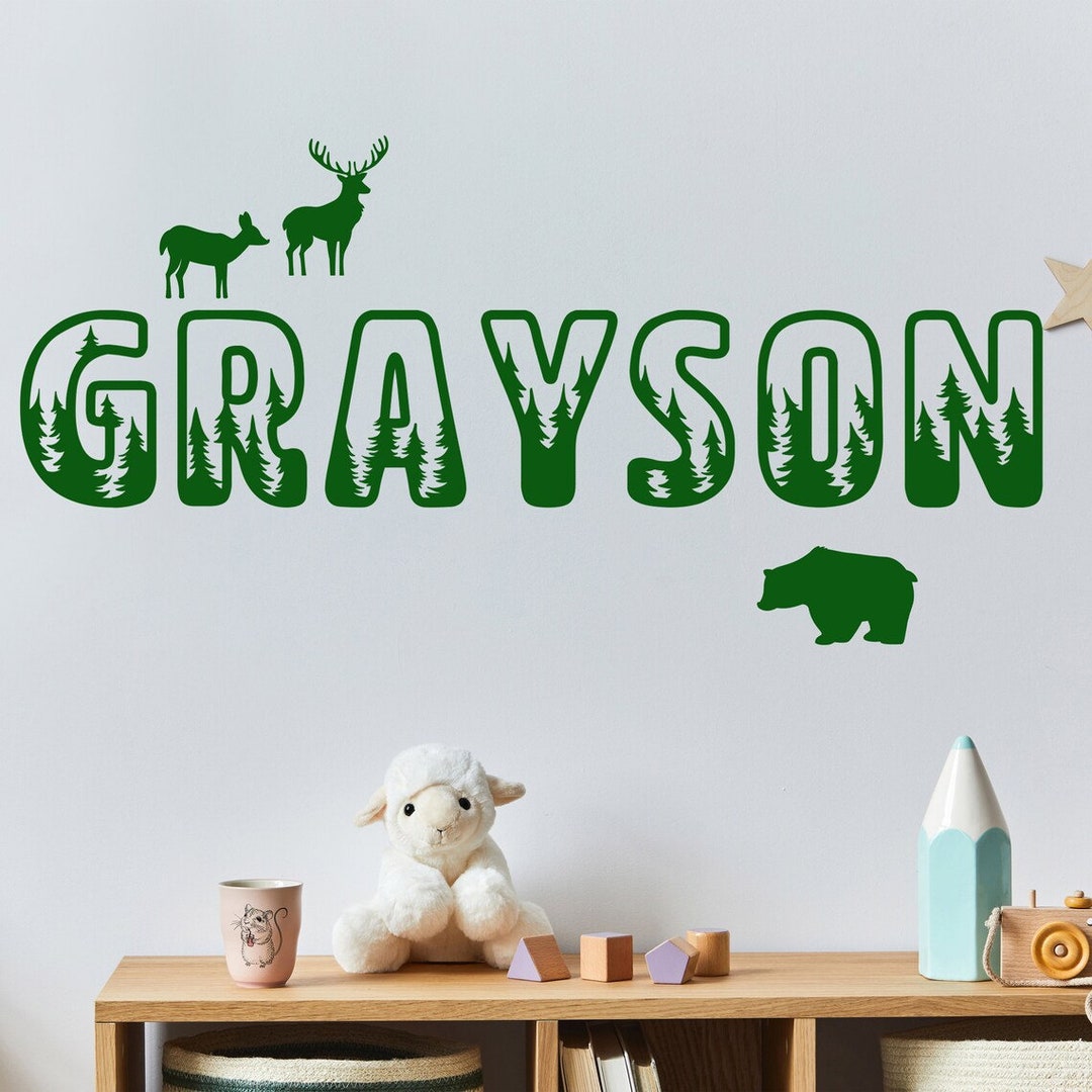 Custom Woodland Animals Wall Name Decal, Woodland Theme Bedroom Decor ...