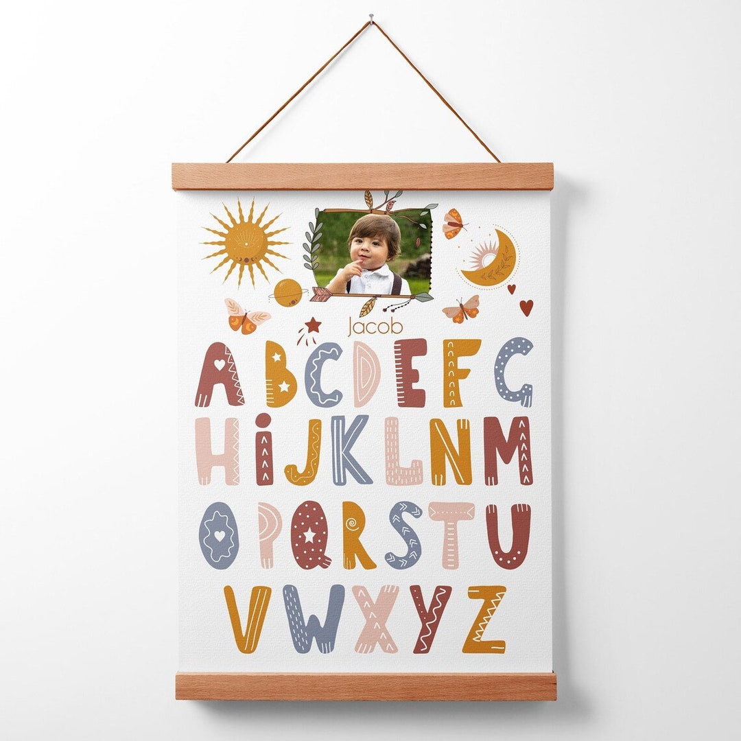 Boho Alphabet Poster, Printable Educational Wall Art, ABC Poster ...