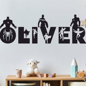 Superhero Custom Wall Name Decal, Super Hero Wall Sticker, Boys Bedroom ...