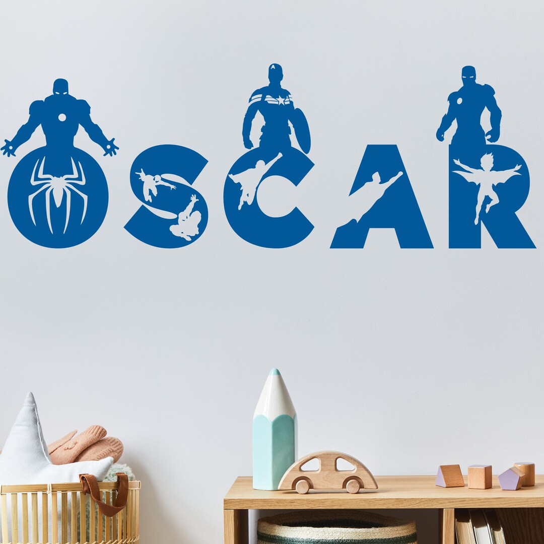 Superhero Custom Wall Name Decal, Super Hero Wall Sticker, Boys Bedroom ...