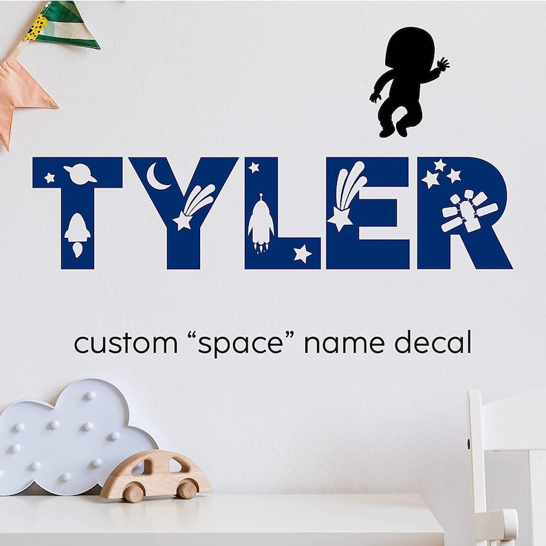 Custom Space Vinyl Wall Name Decal, Space Decor for Boys Room ...