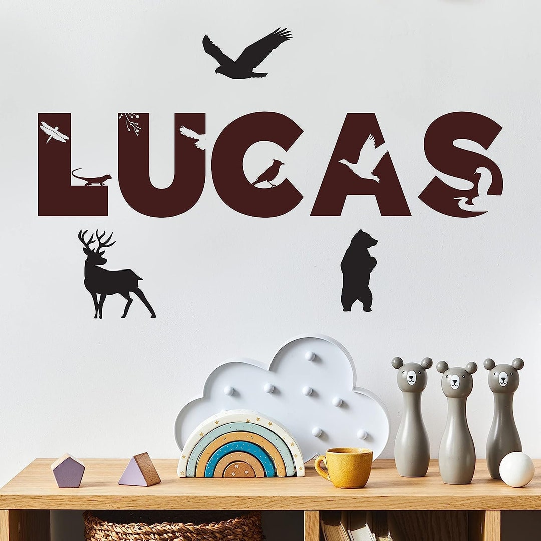 Custom Woodland Animals Wall Name Vinyl Decal, Baby Boy Girl Nursery ...