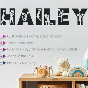 Custom Cheerleader Room Decor - Personalized Girls Wall Name Decal ...