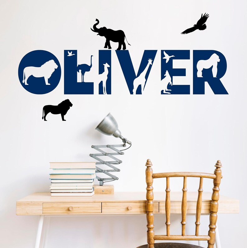 Custom Safari Animals Name Wall Decal: Nursery Decor - Etsy