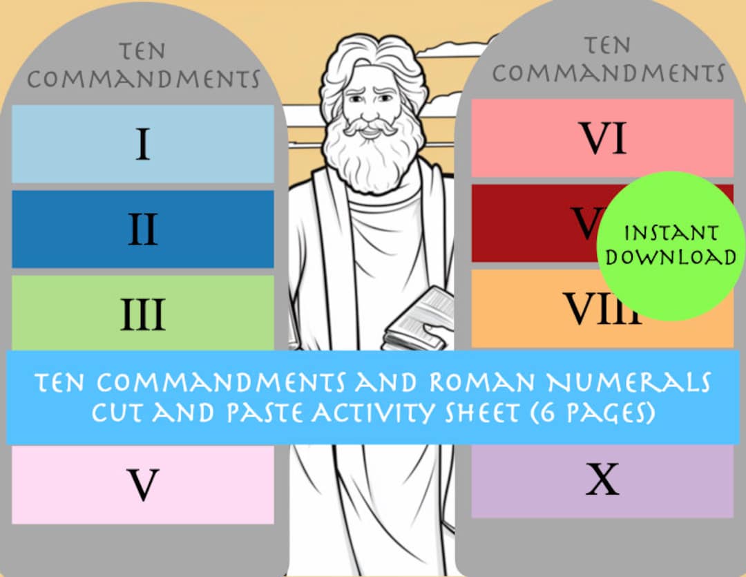 Ten Commandments and Roman Numeral Activity digital printable - Etsy