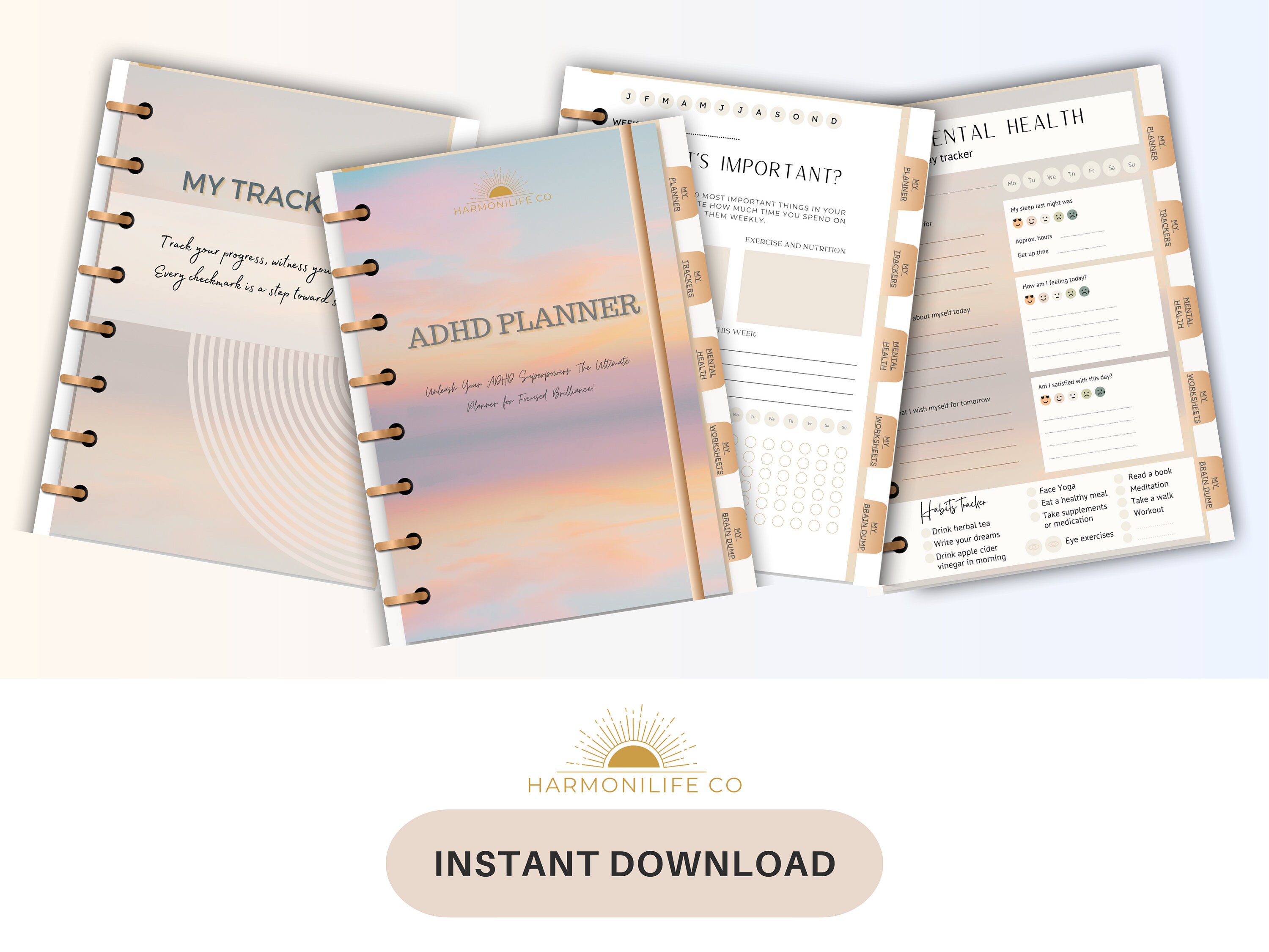 ADHD Planner Adult, Printable ADHD Productivity Journal, Digital Adhd ...