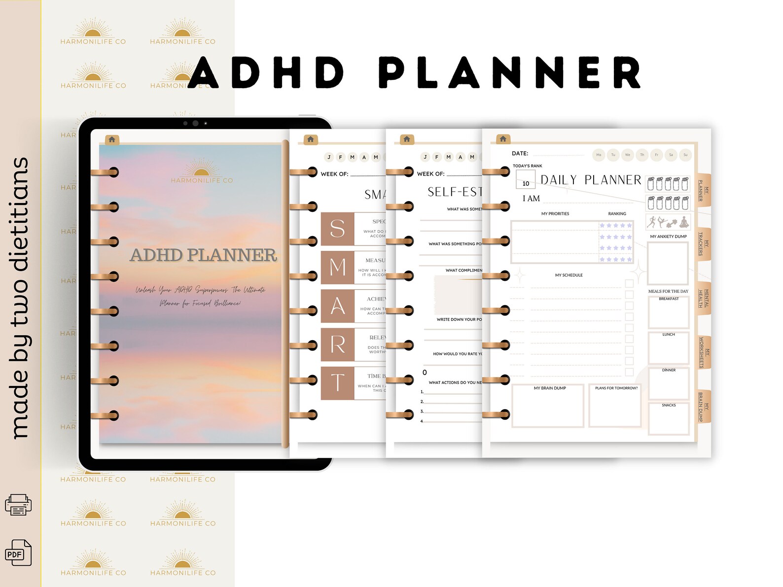 ADHD Planner Adult, Printable ADHD Productivity Journal, Digital Adhd ...