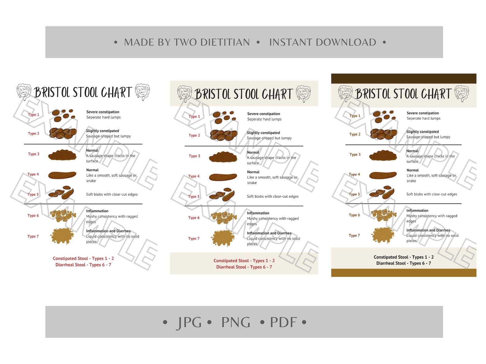 Bristol Stool Chart Digestive Health Tracker Healthy Poop Bowel ...