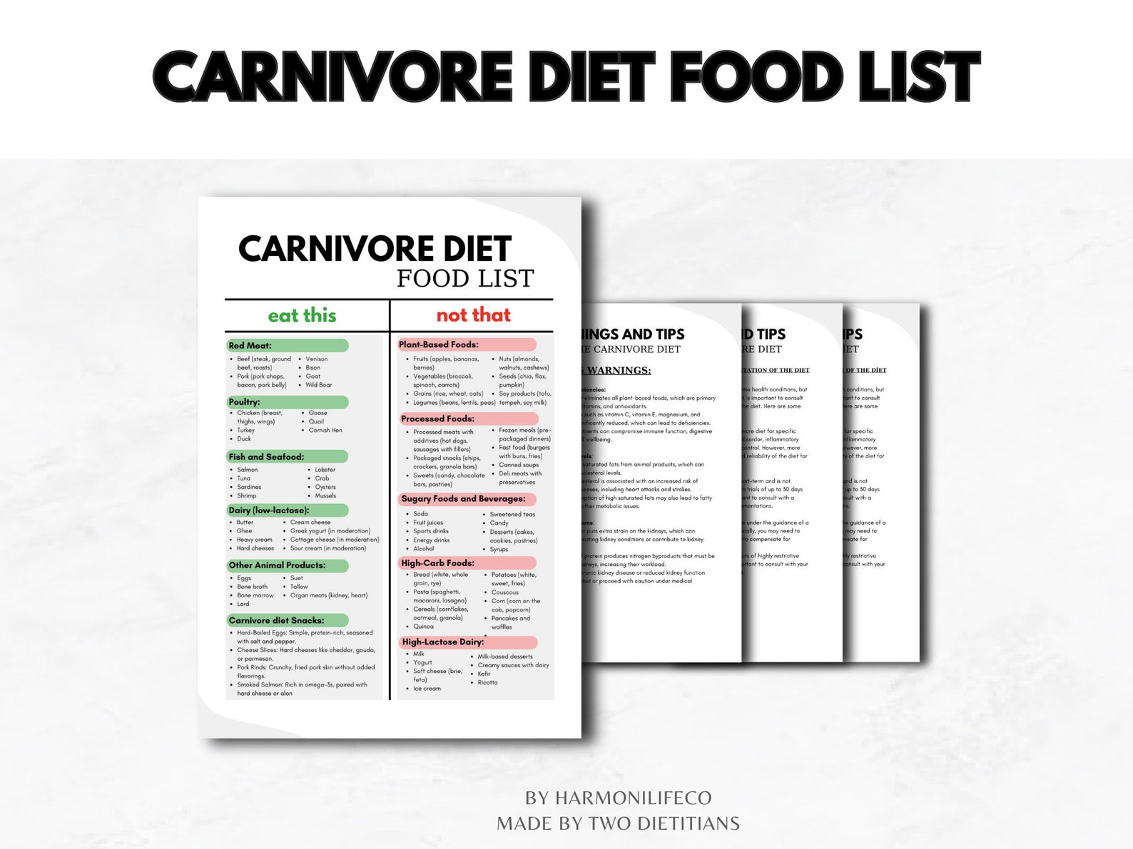 Carnivore Diet Food List Pdf High Protein Diet All Meat Low Carb Diet ...