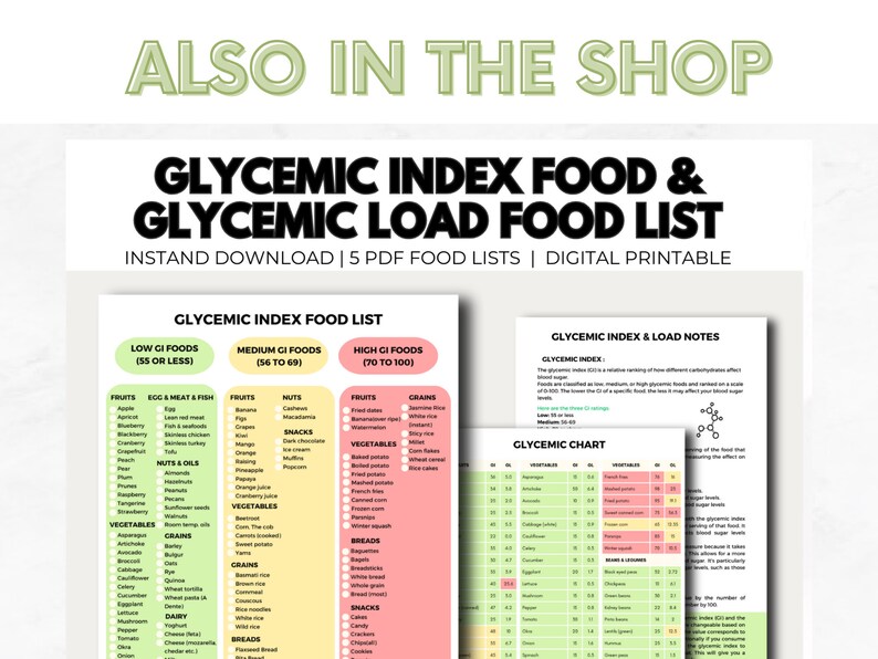 Glycemic Index Food Chart Glycemic Index List GI Diet Guide Low ...